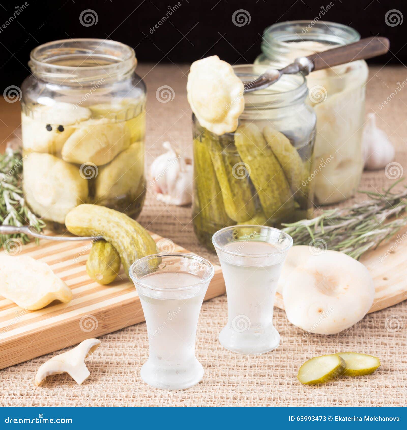 Vodka and Traditional Russian Chasers Stock Image - Image of souse ...