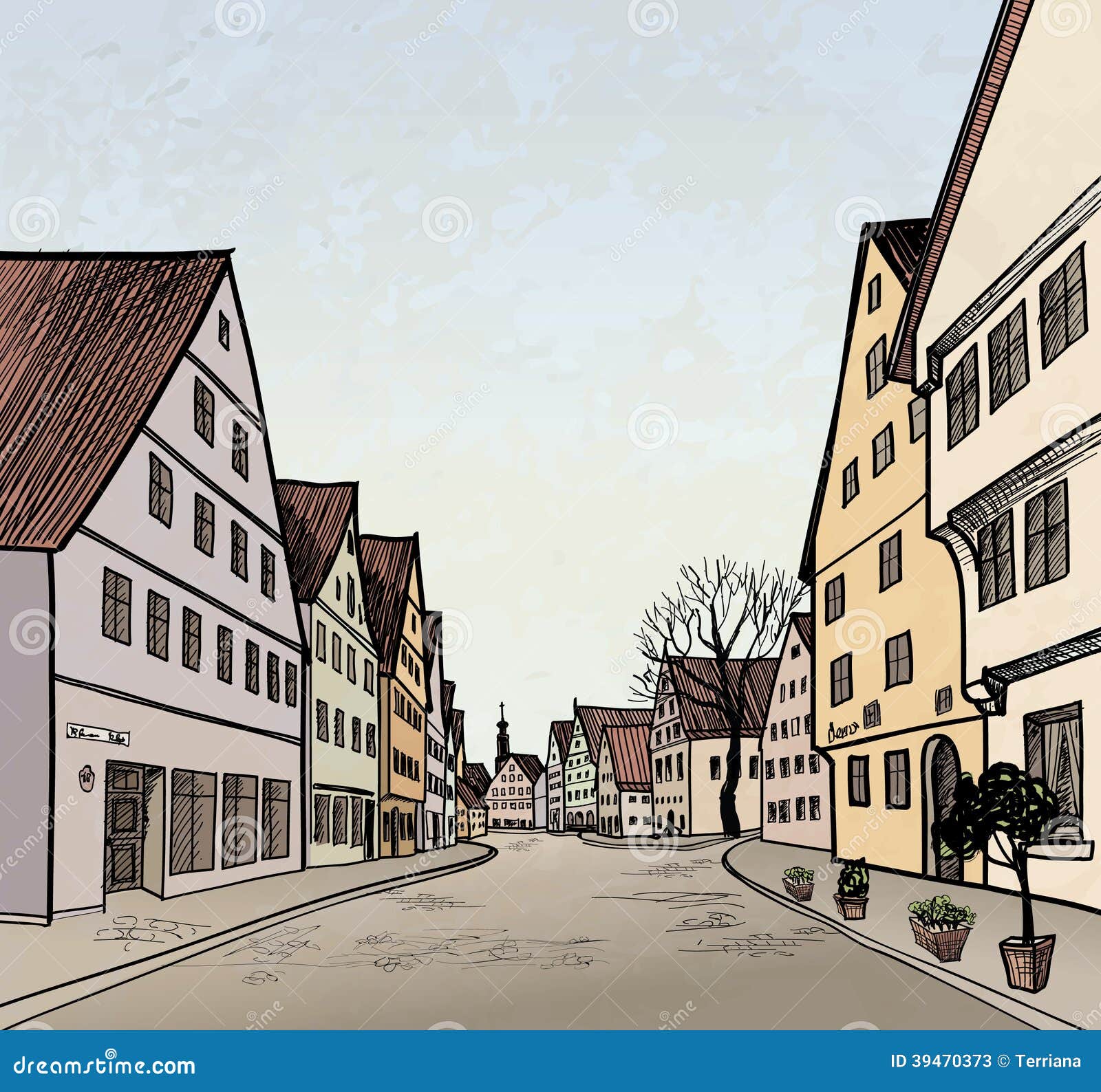 Voet Comfortabele Straat in Perspectief Vector Illustratie ...