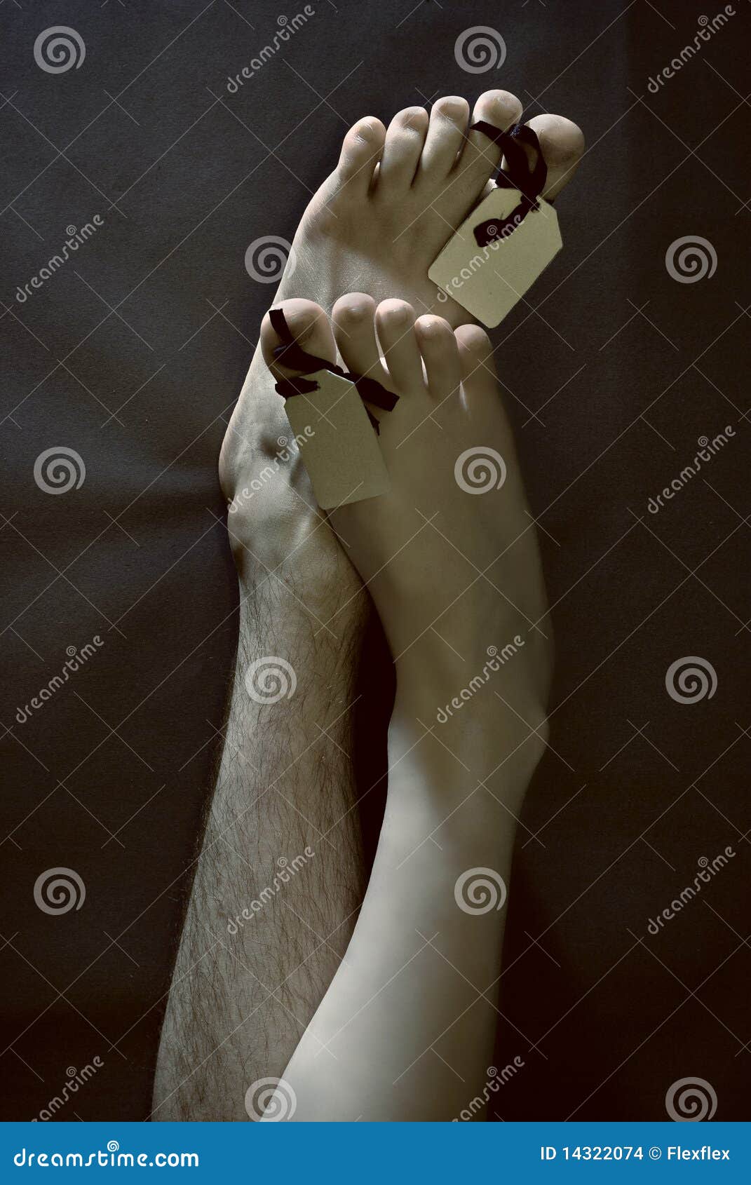 Voet Van Twee Dode Mensen Met Lege Markeringen Stock Foto - Image of ...