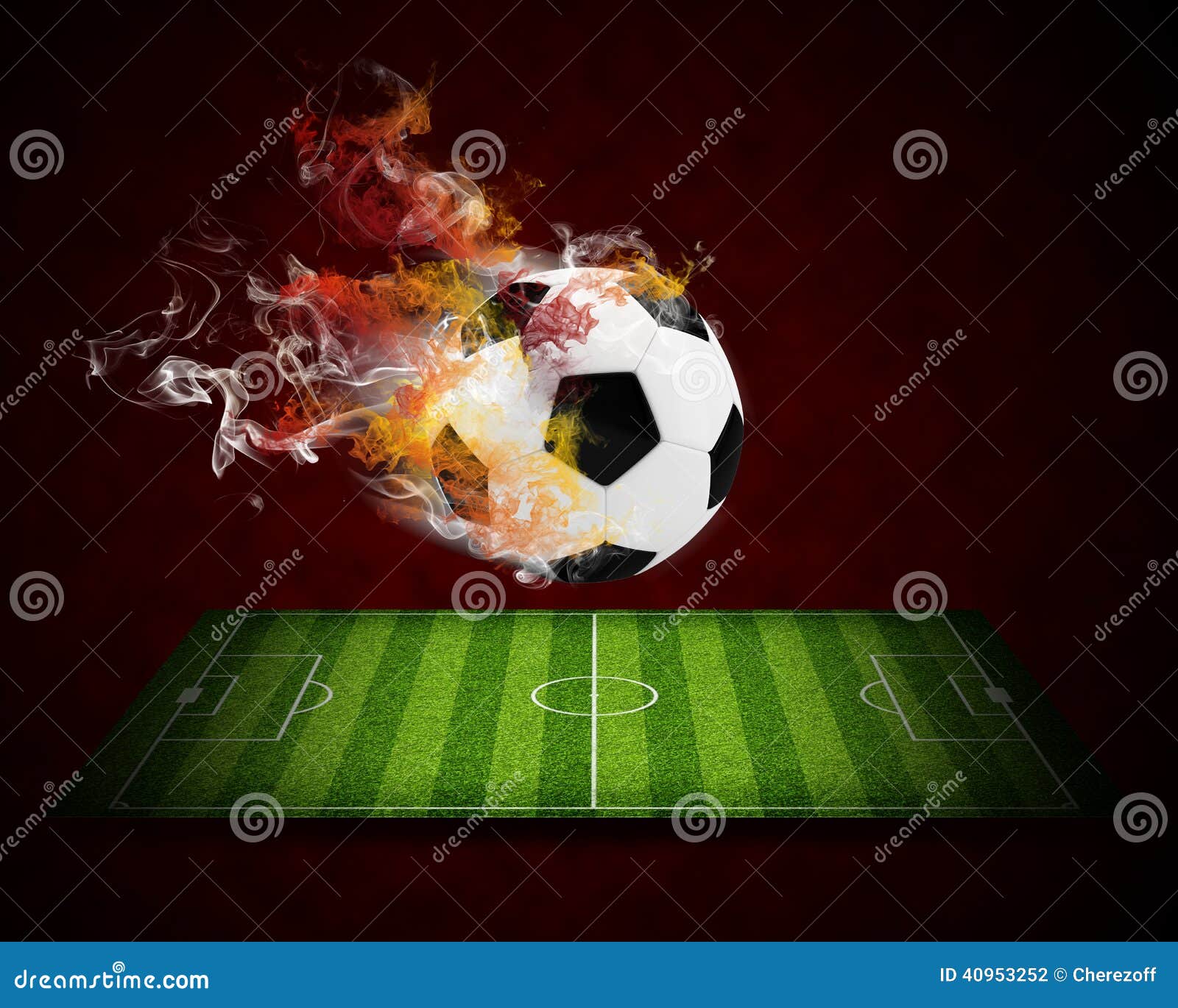 Voetbalbal in De Kleur Van Vlam En Rook Stock Illustratie ...