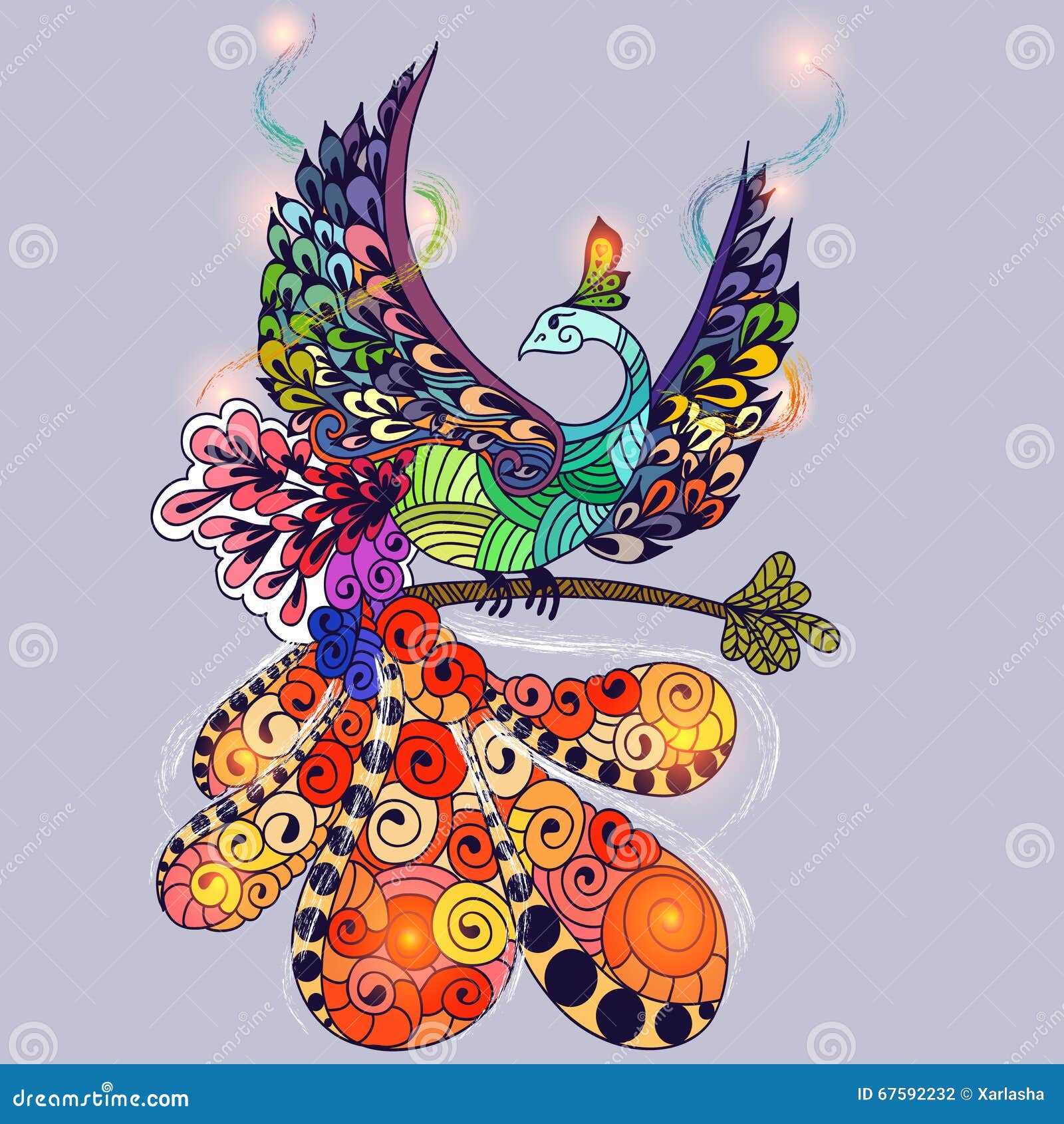 Vogel Phoenix vector illustratie. Illustration of creativiteit - 67592232