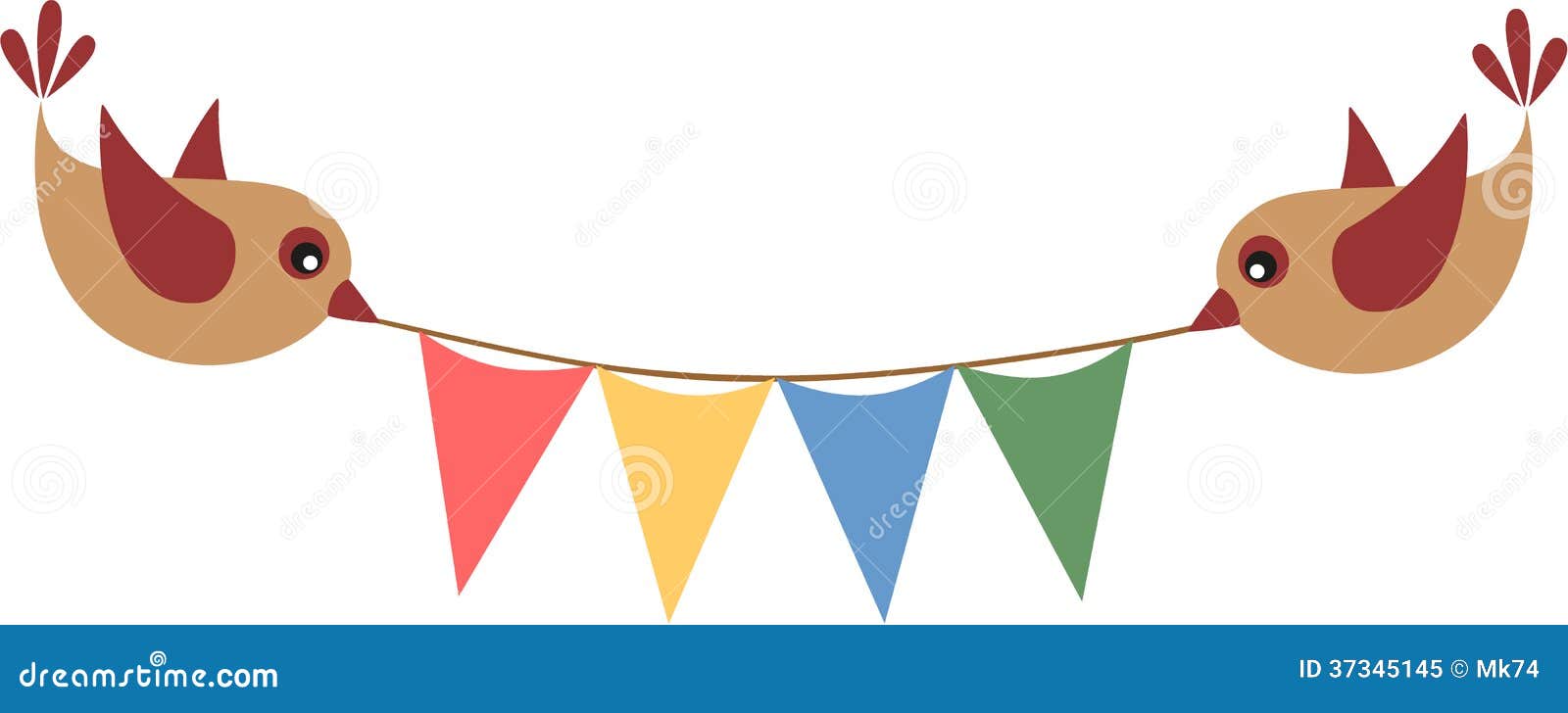 Vogels met slinger vector illustratie. Illustration of vlag - 37345145