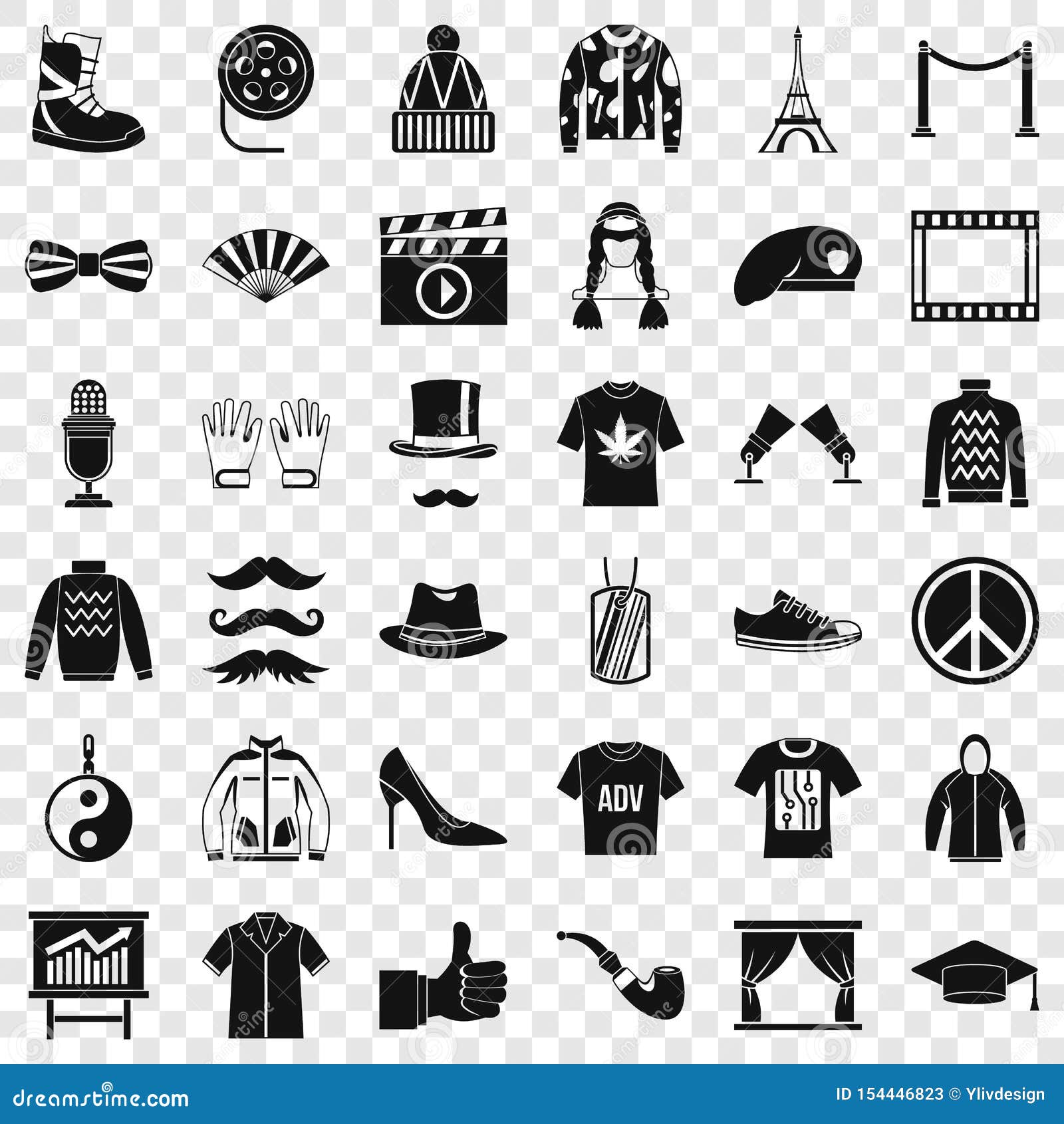 Vogue Icons Set, Simple Style Stock Vector - Illustration of light ...