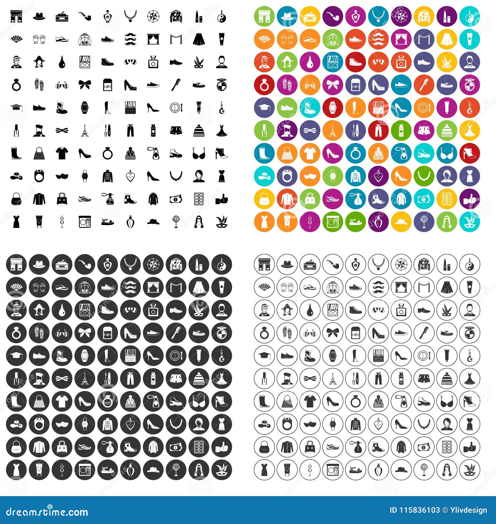 100 Vogue Icons Set Vector Variant Stock Vector - Illustration of paris ...