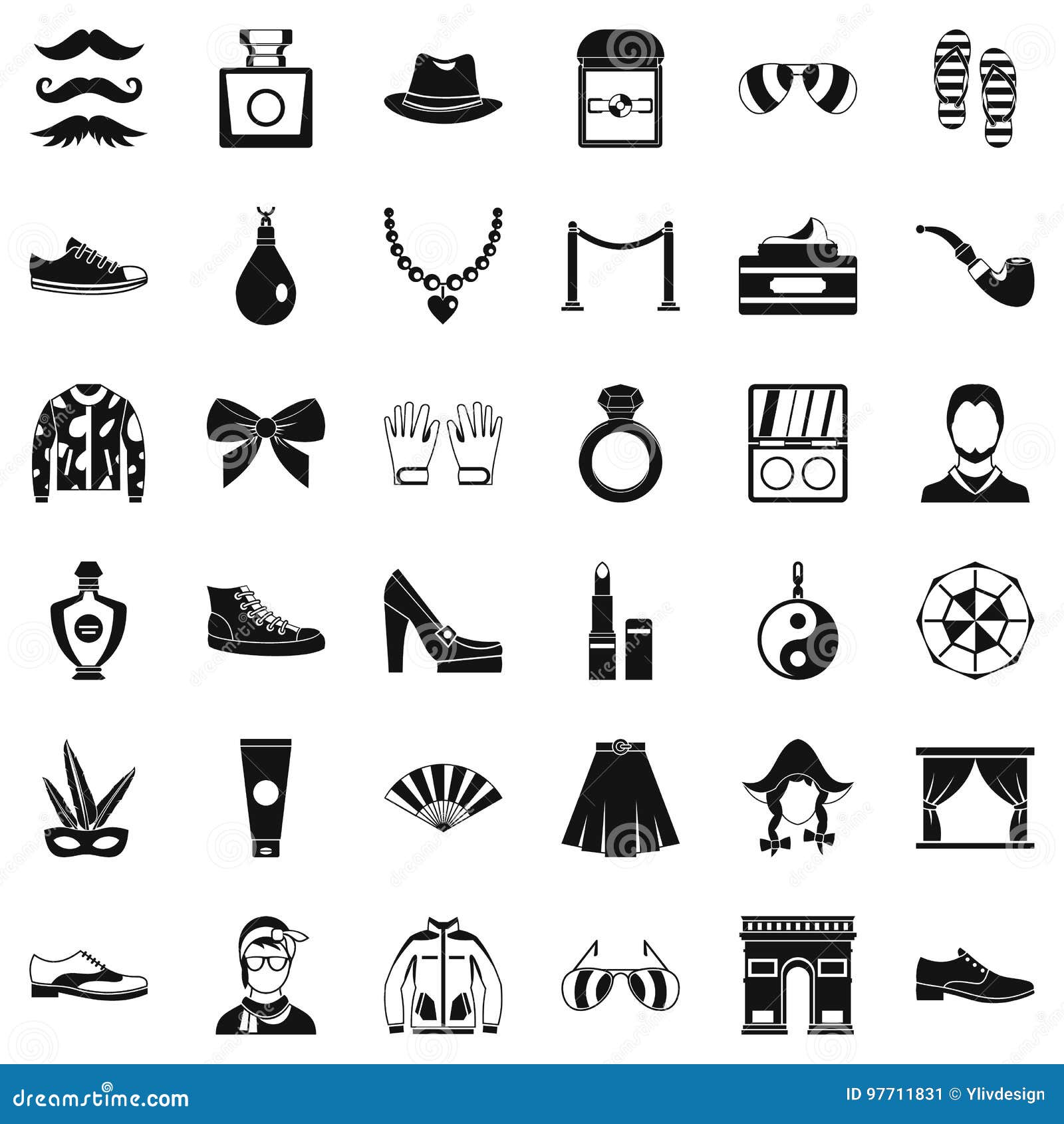 Vogue Life Icons Set, Simple Style Stock Vector - Illustration of ...