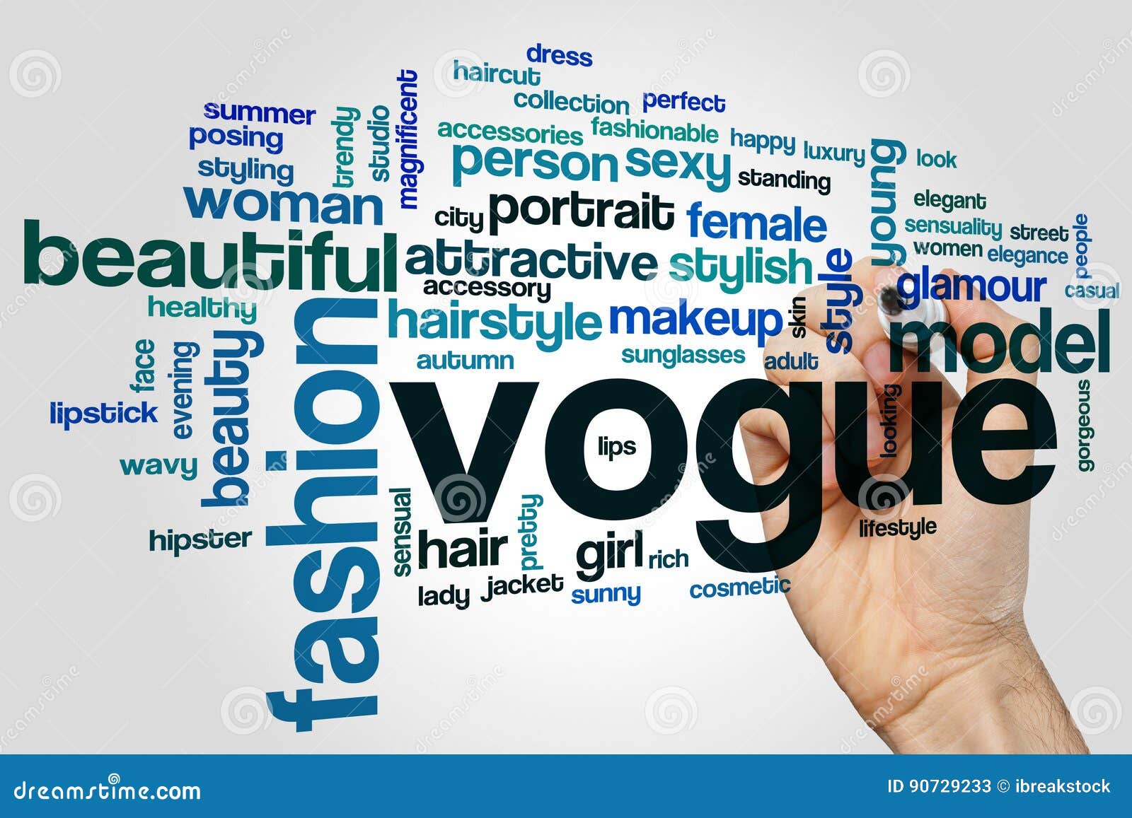 Vogue word cloud stock image. Image of adult, makeup - 90729233