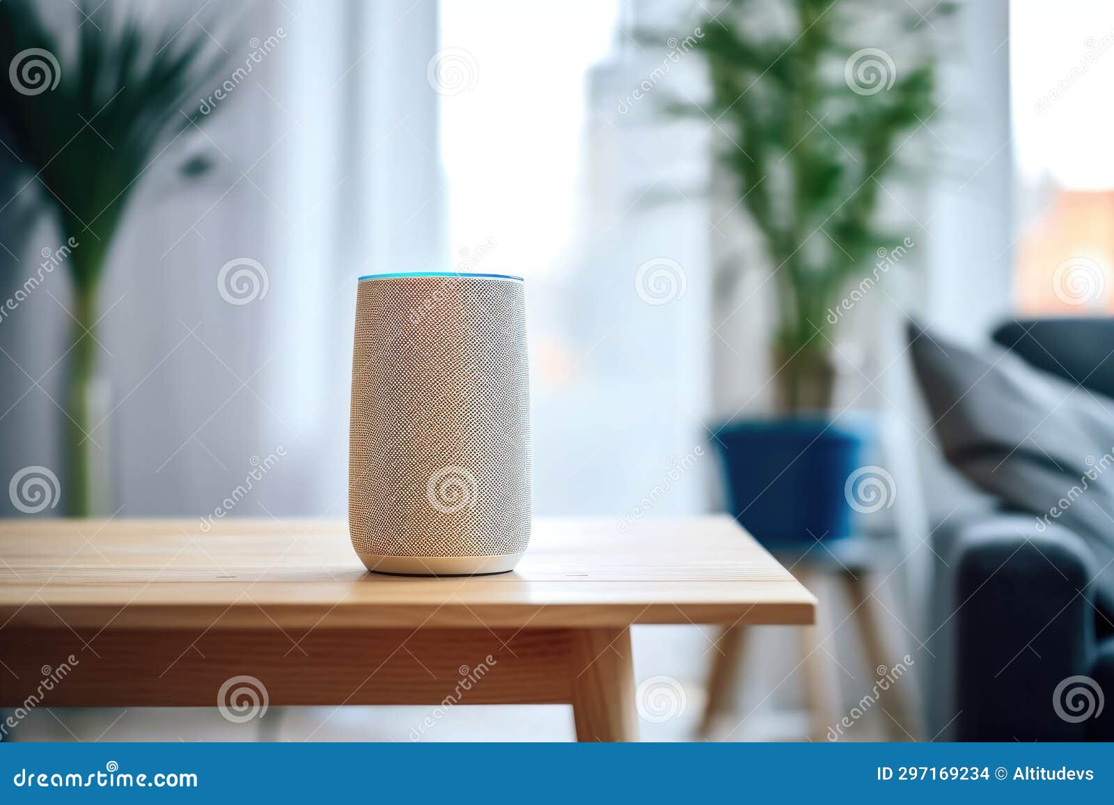 A Voice-activated Smart Home Assistant on a Table Stock Photo - Image ...