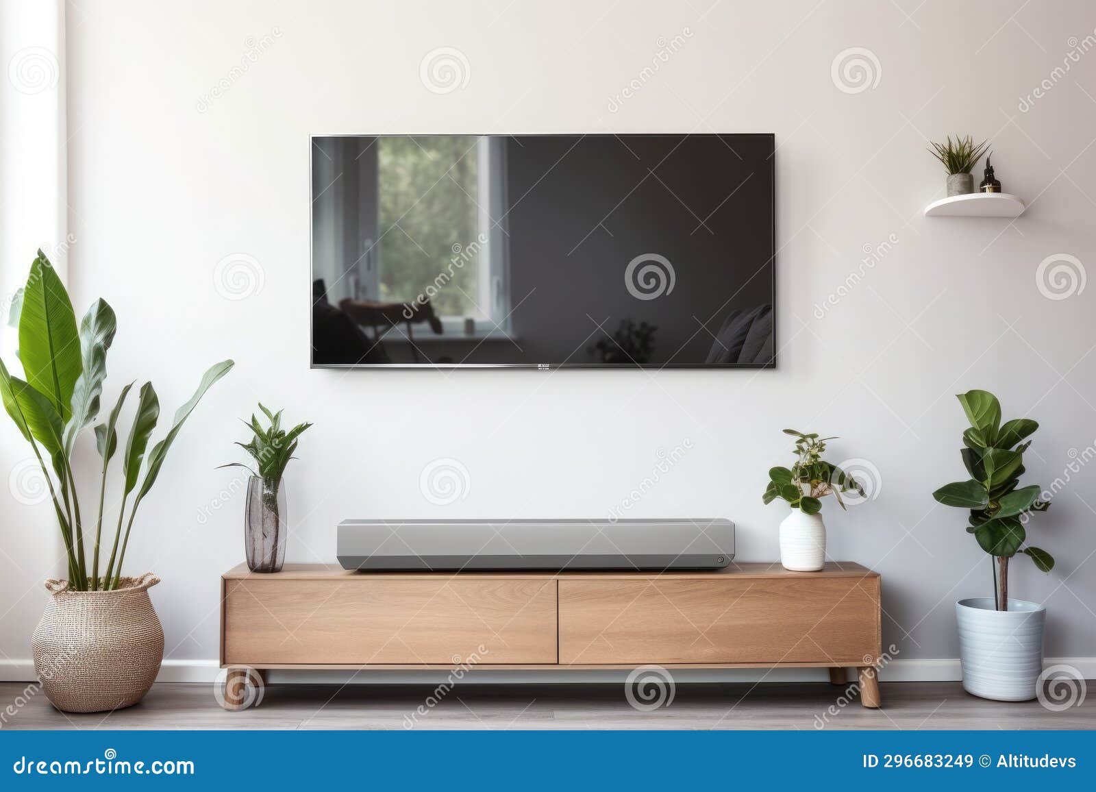 Voice-activated Smart Tv in a Living Room Setup Stock Image - Image of ...