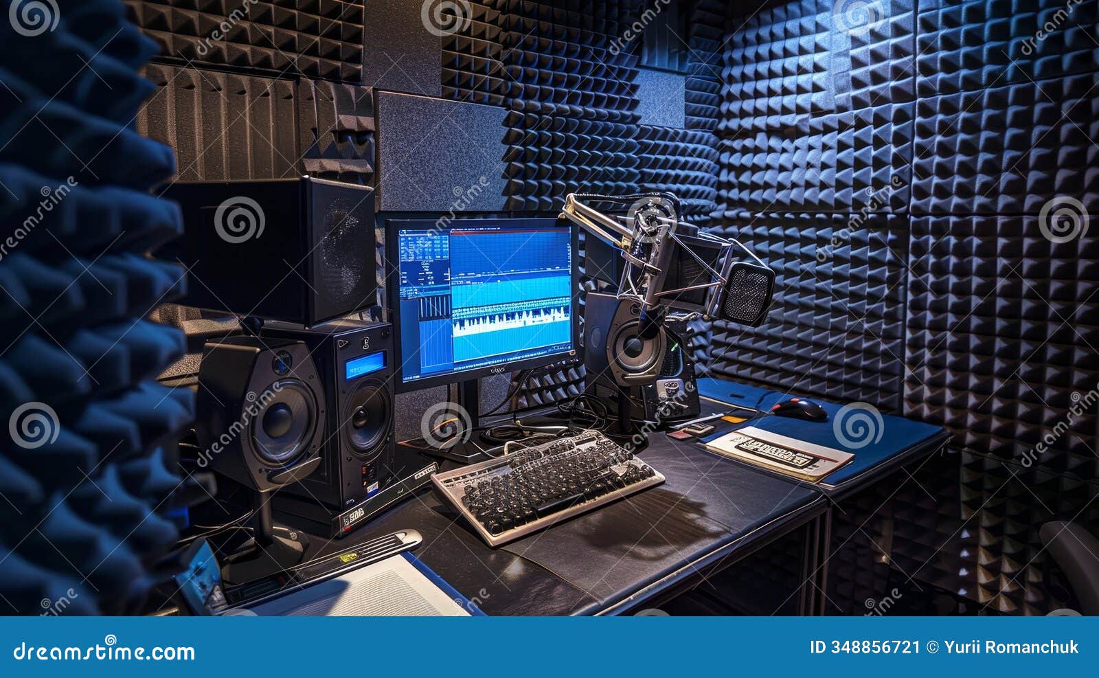 Voice Actor Recording In A Professional Studio With Ai Transcription ...