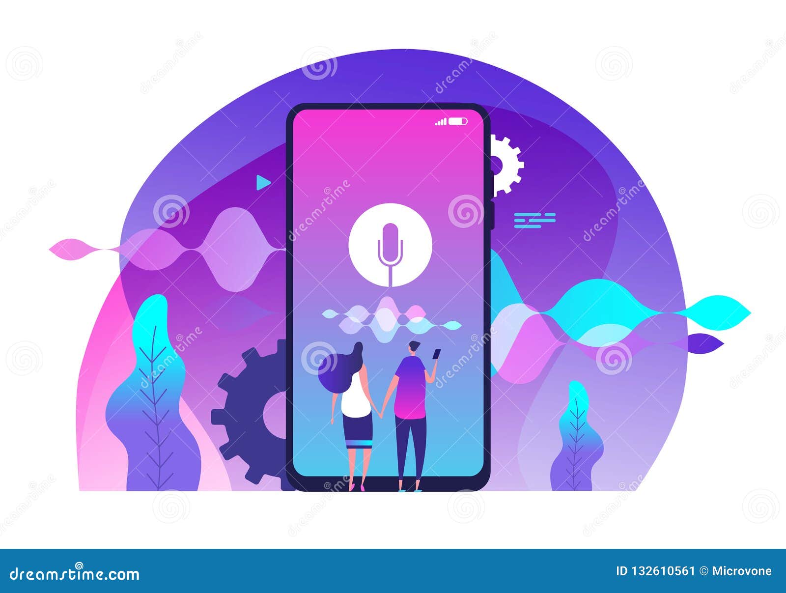 Voice Assistance Concept. Voice Controlled Intelligent Home Speaker and ...