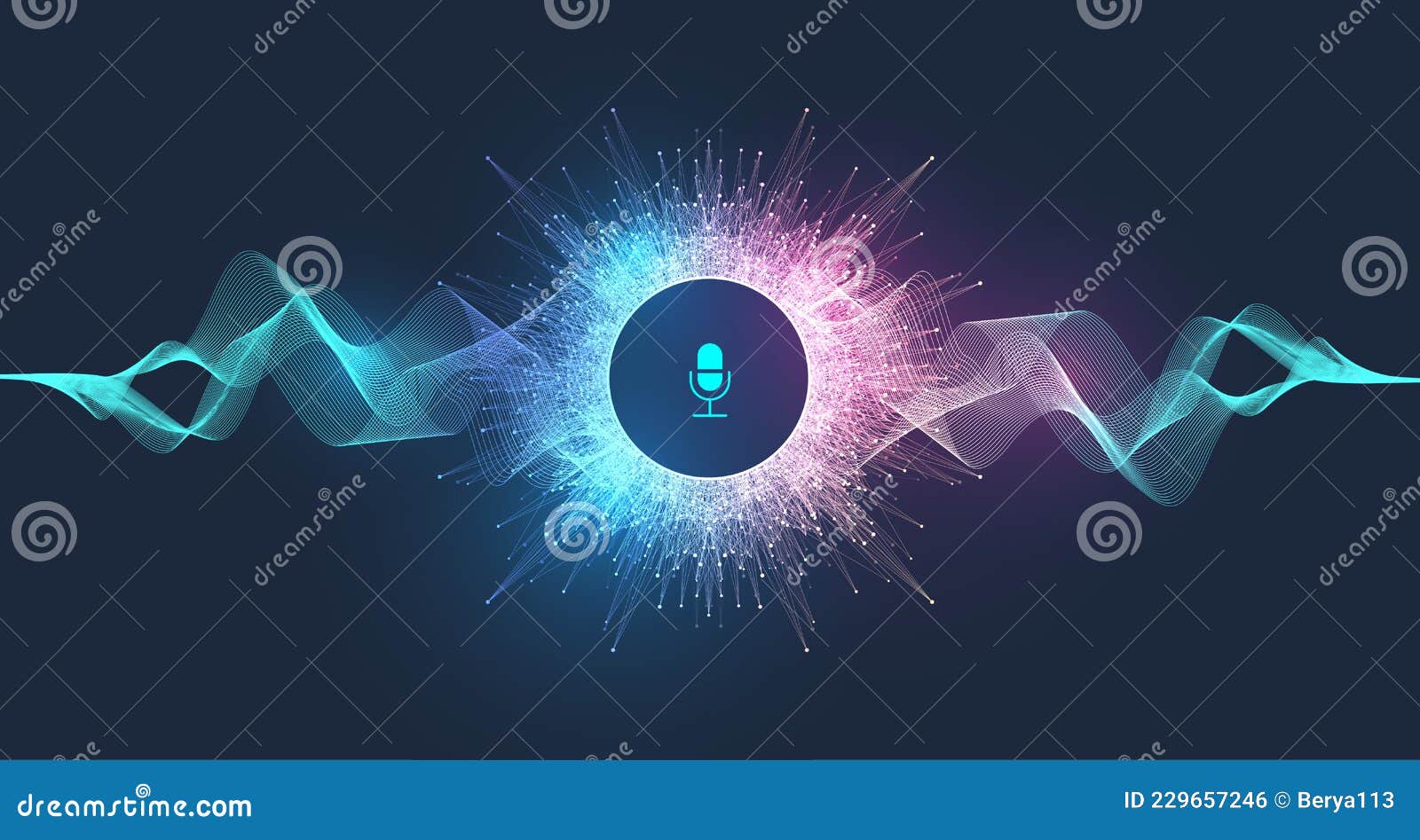 Voice Assistant Concept. Voice and Sound Recognition Equalizer Wave ...