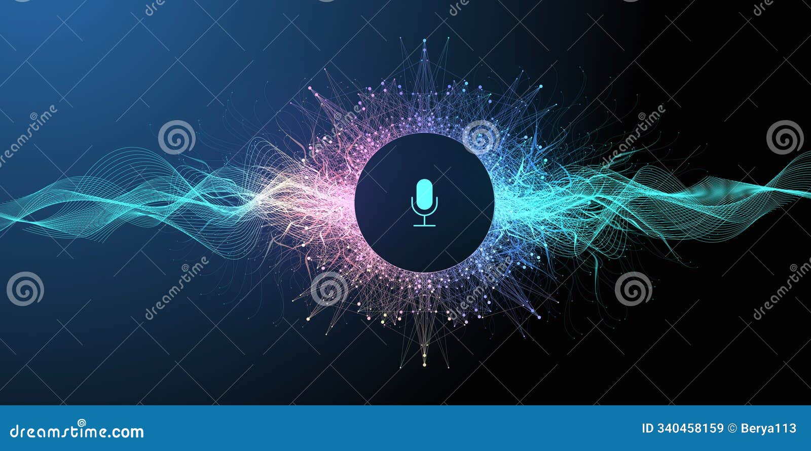 Voice Assistant Ui App Concept With Circle Sound Wave And Microphone ...