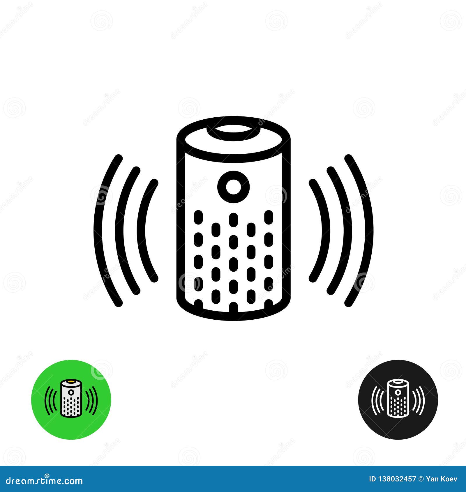Voice Assistant Icon. Wireless Speaker Line Symbol Stock Vector ...