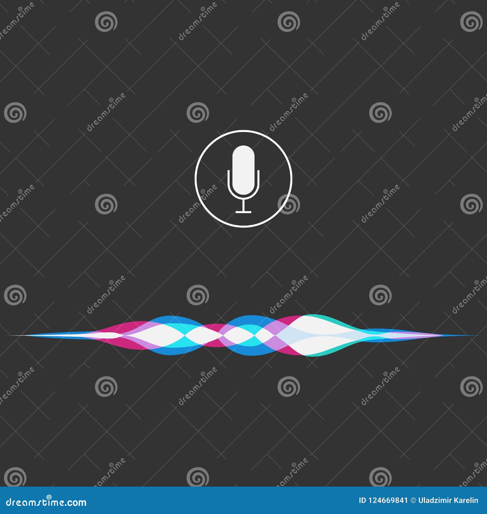 Voice Assistant. Interface of a Personal Assistant. Microphone Icon and ...