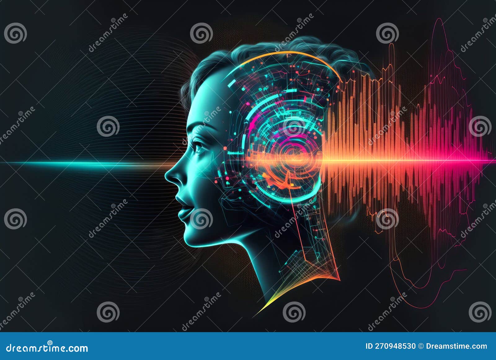 Voice Assistant Technology Concept, Generative Ai. Stock Illustration ...