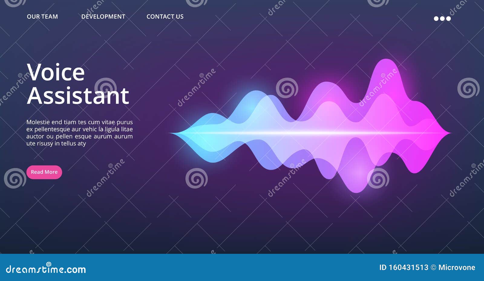 Voice Assistant Web Page Vector Sound Wave Landing Page Stock Vector Illustration Of Smart