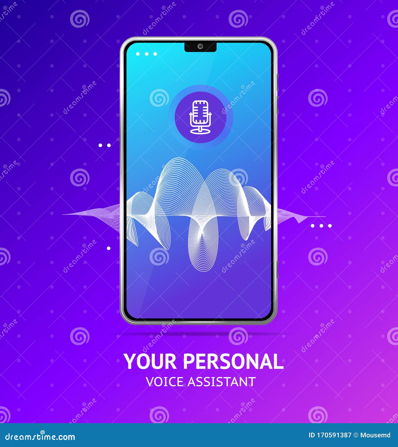 Voice Assistant Which Realistic Detailed 3d Mobile Phone. Vector Stock ...
