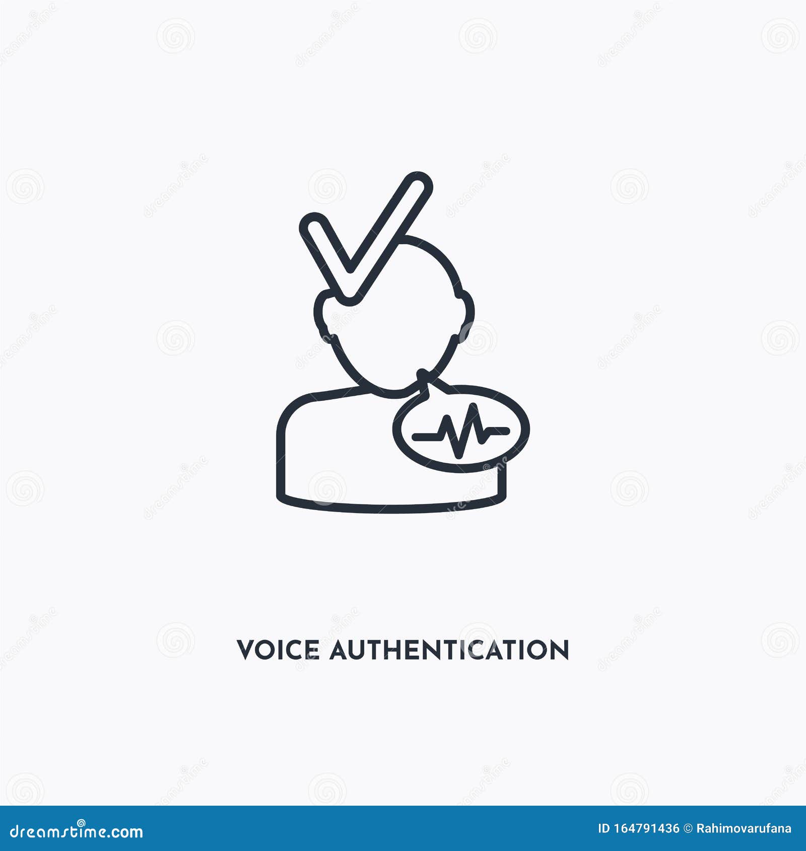 Voice Authentication Outline Icon. Profile Of Man Head, Soundwave And ...