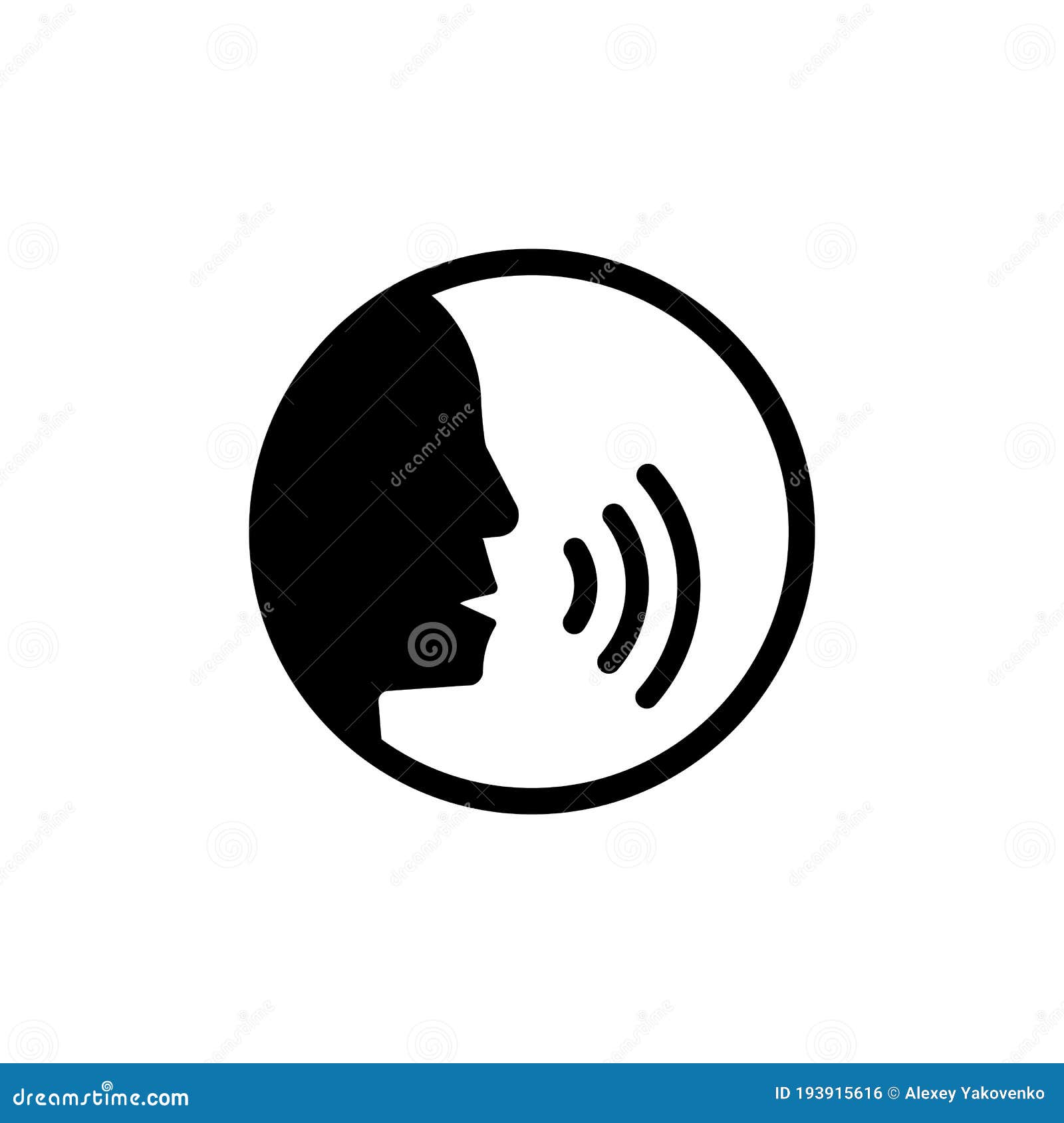 Voice Command Control with Sound Waves Icon. Man Head Silhouette ...