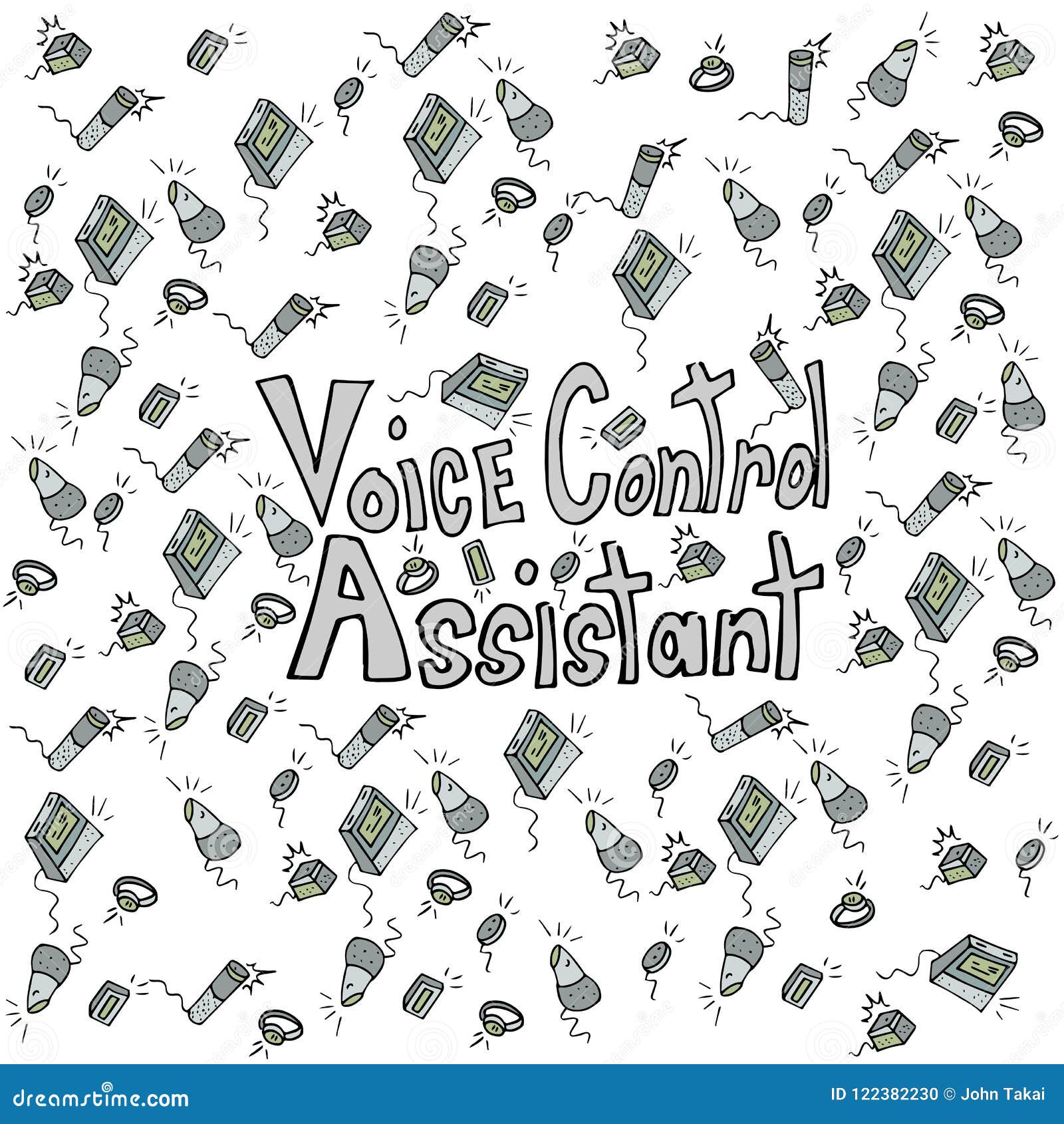 Voice Control Assistants Handmade Drawing Pattern Stock Vector ...