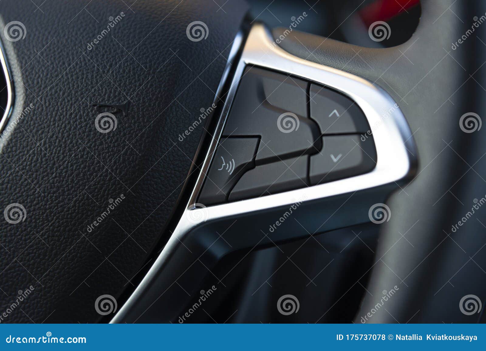 Voice Control Button on the Steering Wheel of a Modern Car Stock Photo ...