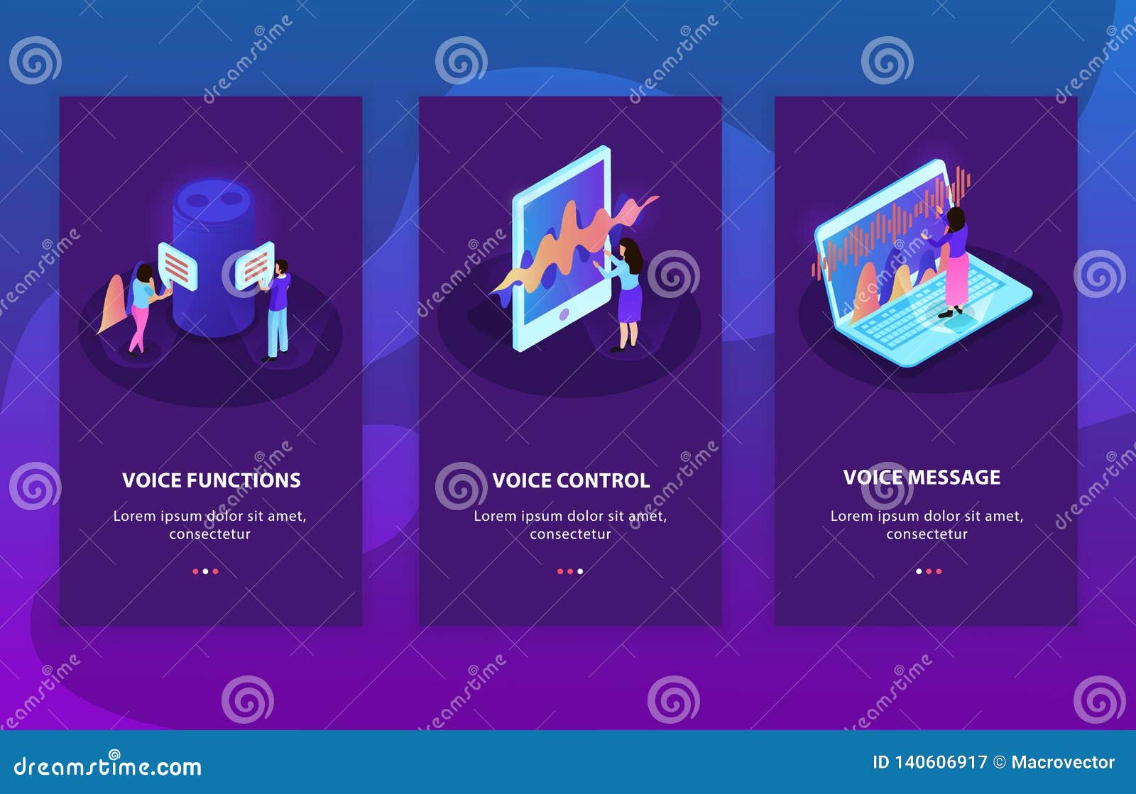 Voice Control Card Isometric Set Stock Vector - Illustration of ...
