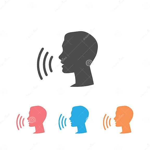 Voice Control Icon Set. Speak or Talk Recognition Linear Icon, Speaking ...