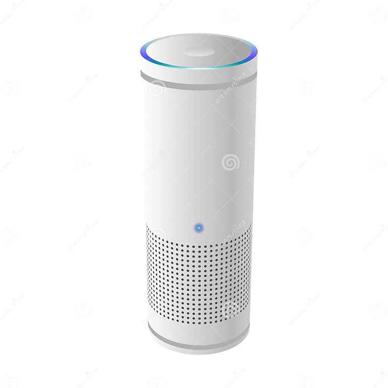 Voice Control User Interface Smart Speaker Blue Color Vector ...