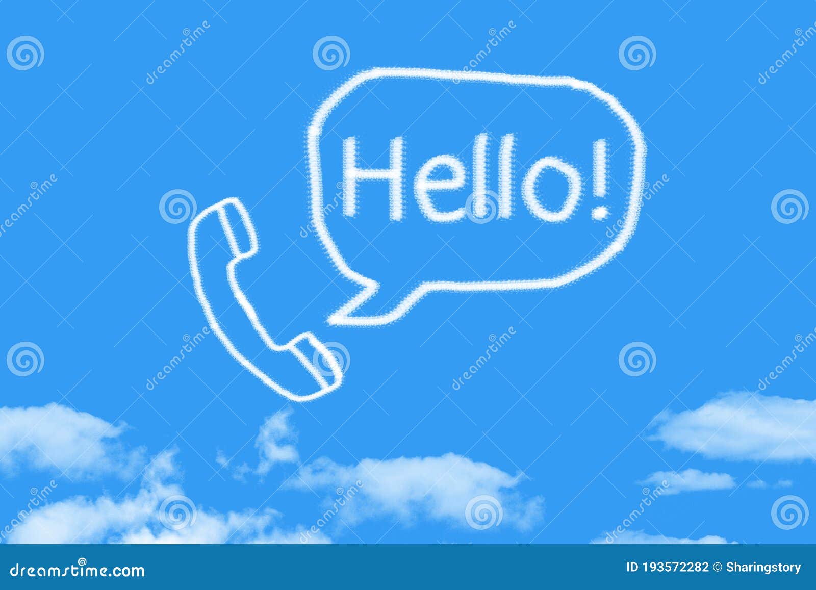 Voice Hello from Phone Cloud Shape Stock Photo - Image of number ...