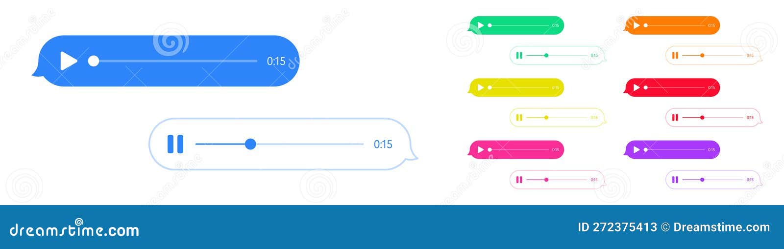 Voice Message Bubbles, Audio Chat or Messenger Records Interface ...