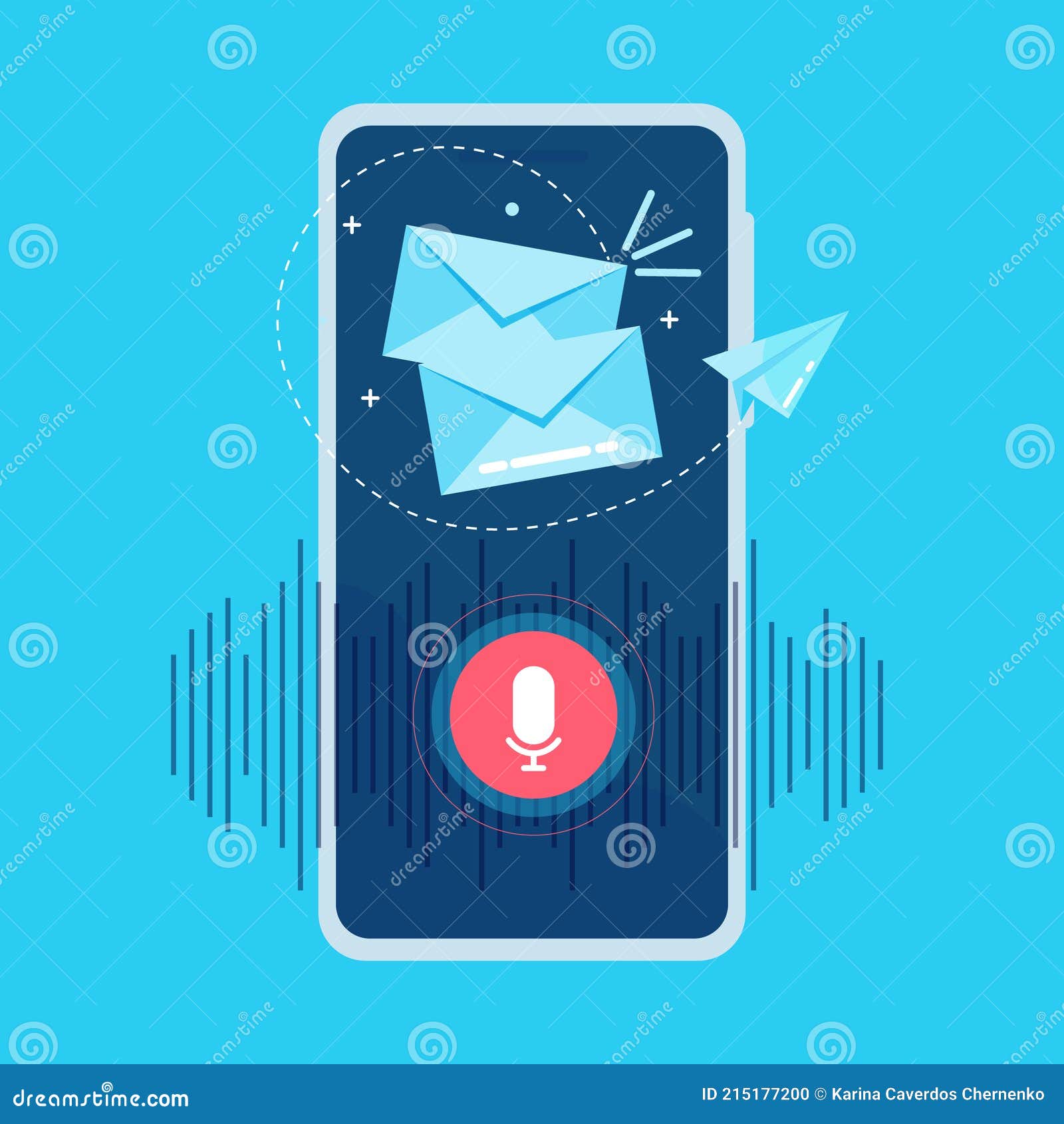 Voice Message. Sound Waves and a Microphone Stock Vector - Illustration ...