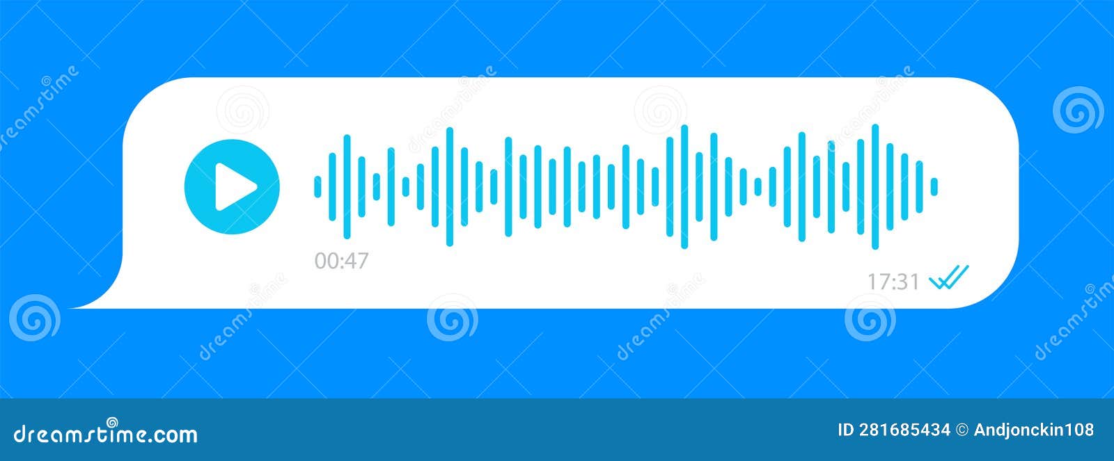 Voice Message Ui Interface Bubble on Blue Background Stock Vector ...