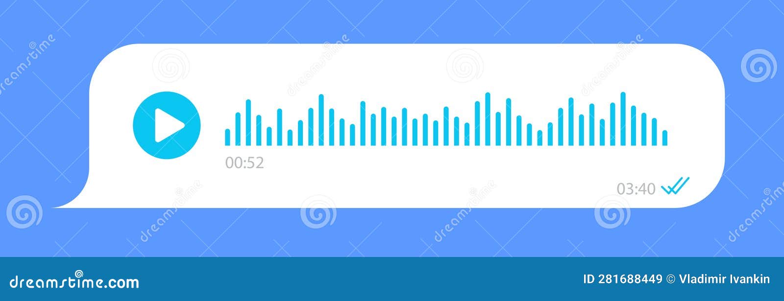 Voice Message Ui Interface Bubble on Blue Background Stock Vector ...
