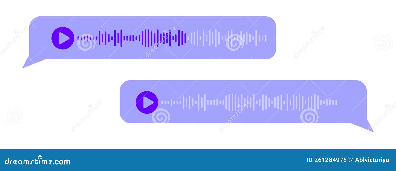 Voice Messages in Bubble Frames. Audio Chat Elements with Playing ...