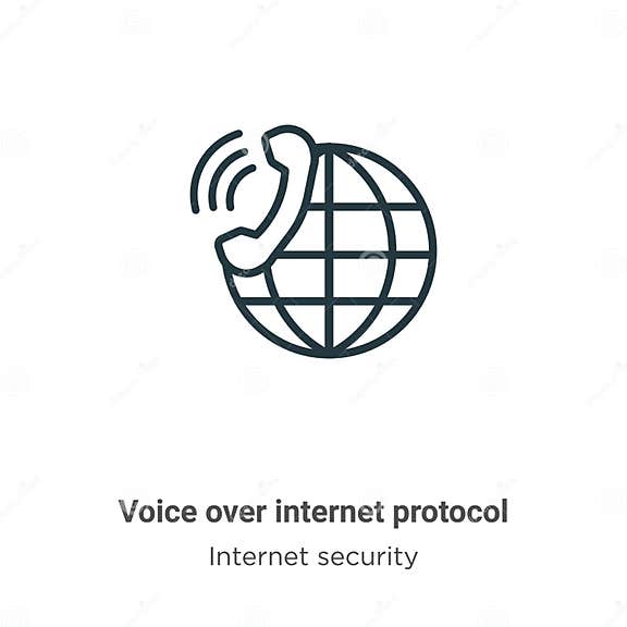 Voice Over Internet Protocol Outline Vector Icon. Thin Line Black Voice ...