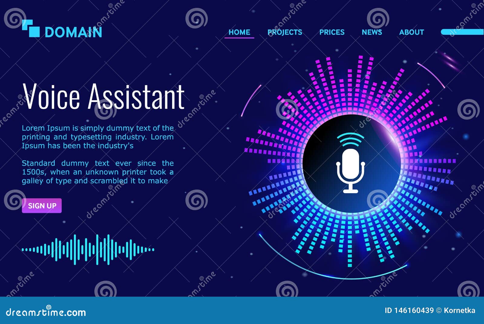 Voice Personal Online Assistant. Landing Page Design Stock Vector ...