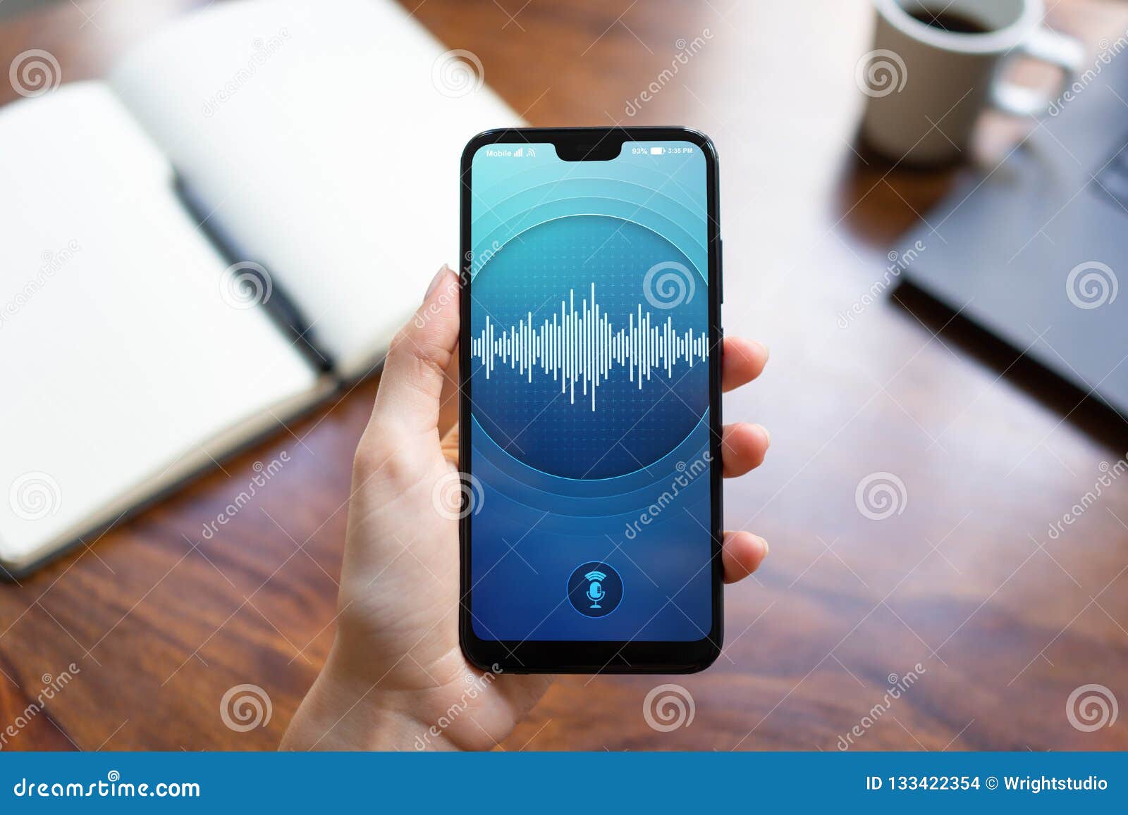 Voice Recognition Application on Smartphone Screen. Artificial ... Voice Recognition Application on Smartphone Screen. Artificial ...