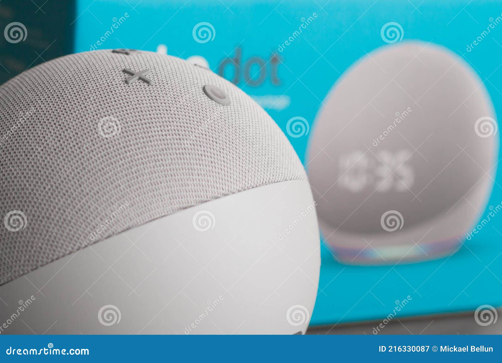 Voice Recognition, in Front of Its Packaging. Voice Controlled Speaker ...