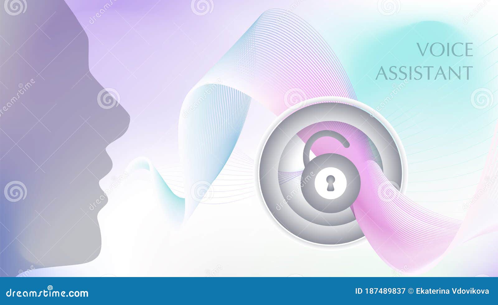 Voice Recognition Lock Assistant App Concept. Smart Technology Identify ...