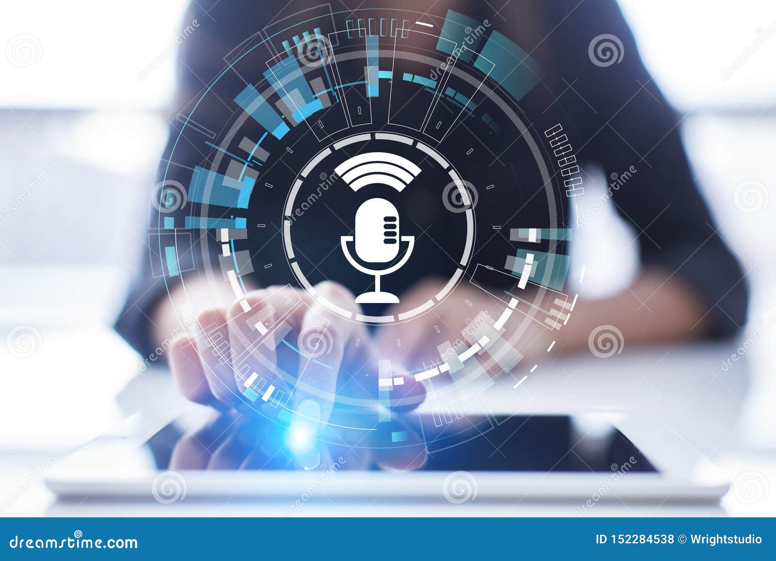 Voice Recognition Search and Control Microphone Symbol on Virtual ...