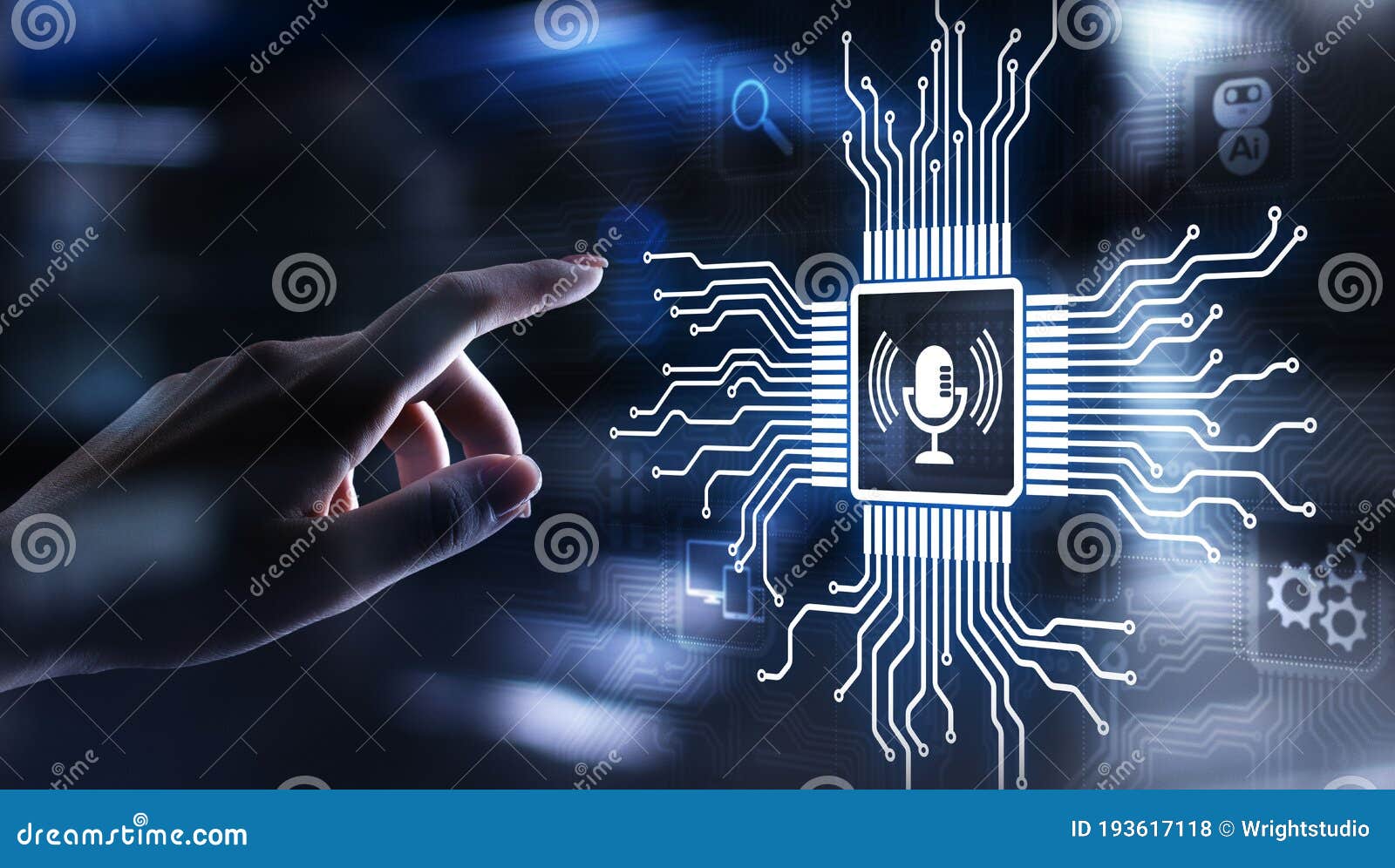 Voice Recognition Search and Control Microphone Symbol on Virtual ...