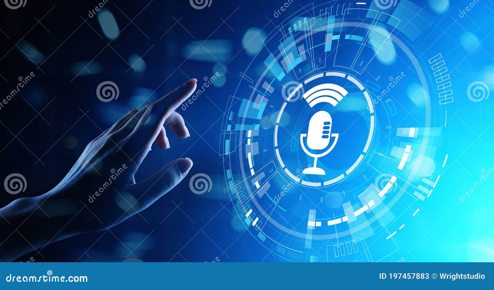 Voice Recognition Search and Control Microphone Symbol on Virtual ...