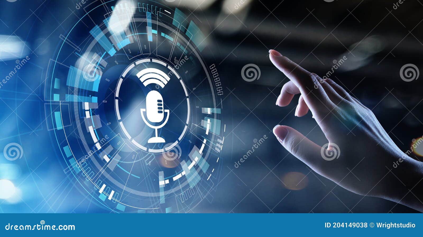 Voice Recognition Search and Control Microphone Symbol on Virtual ...