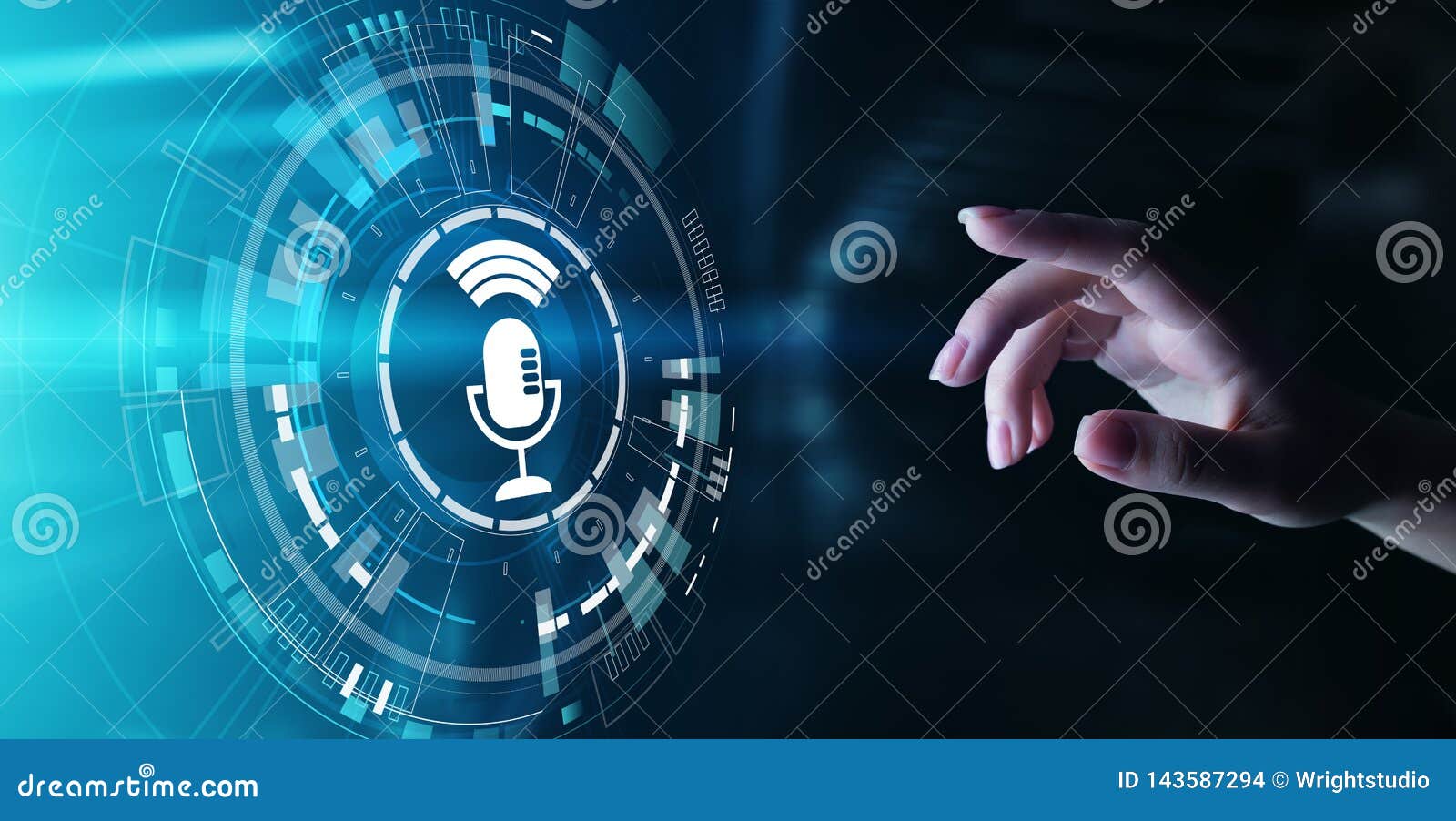 Voice Recognition Search and Control Microphone Symbol on Virtual ...