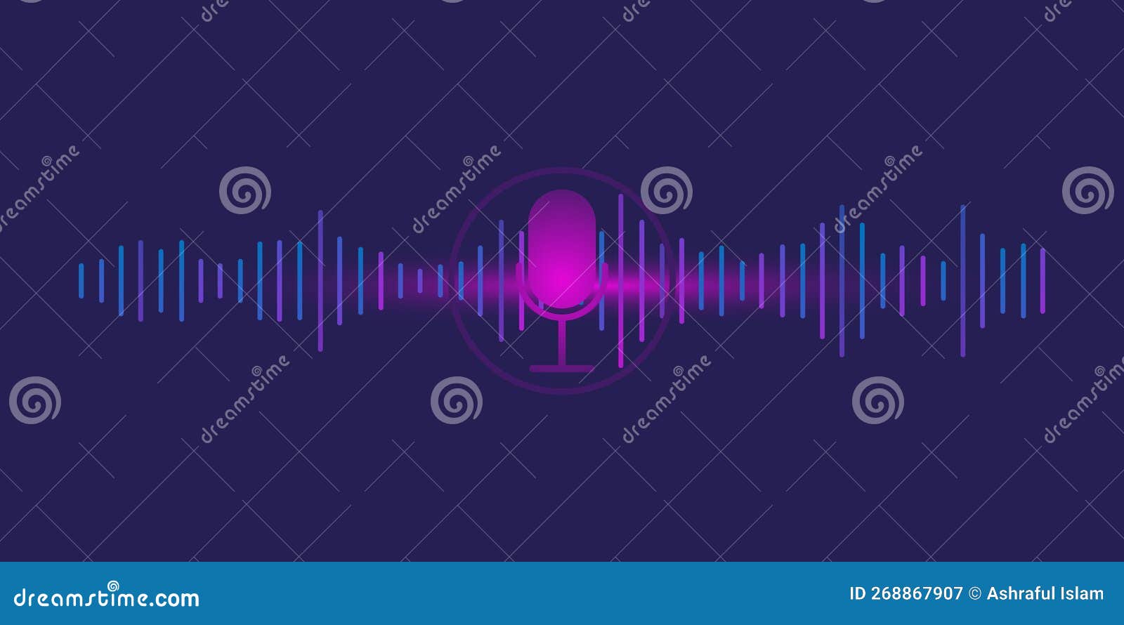 Voice Recognition Wave, Voice Message Line Graph with Microphone Stock ...