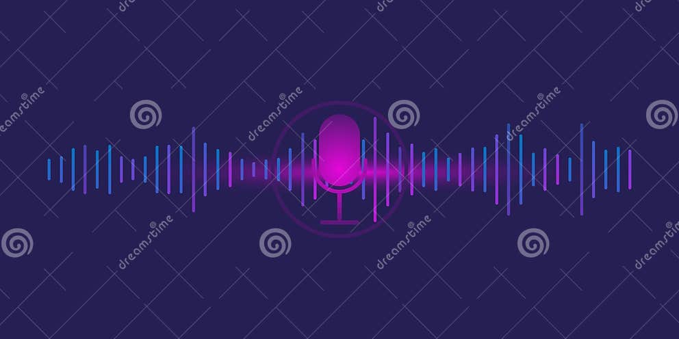 Voice Recognition Wave, Voice Message Line Graph with Microphone Stock ...