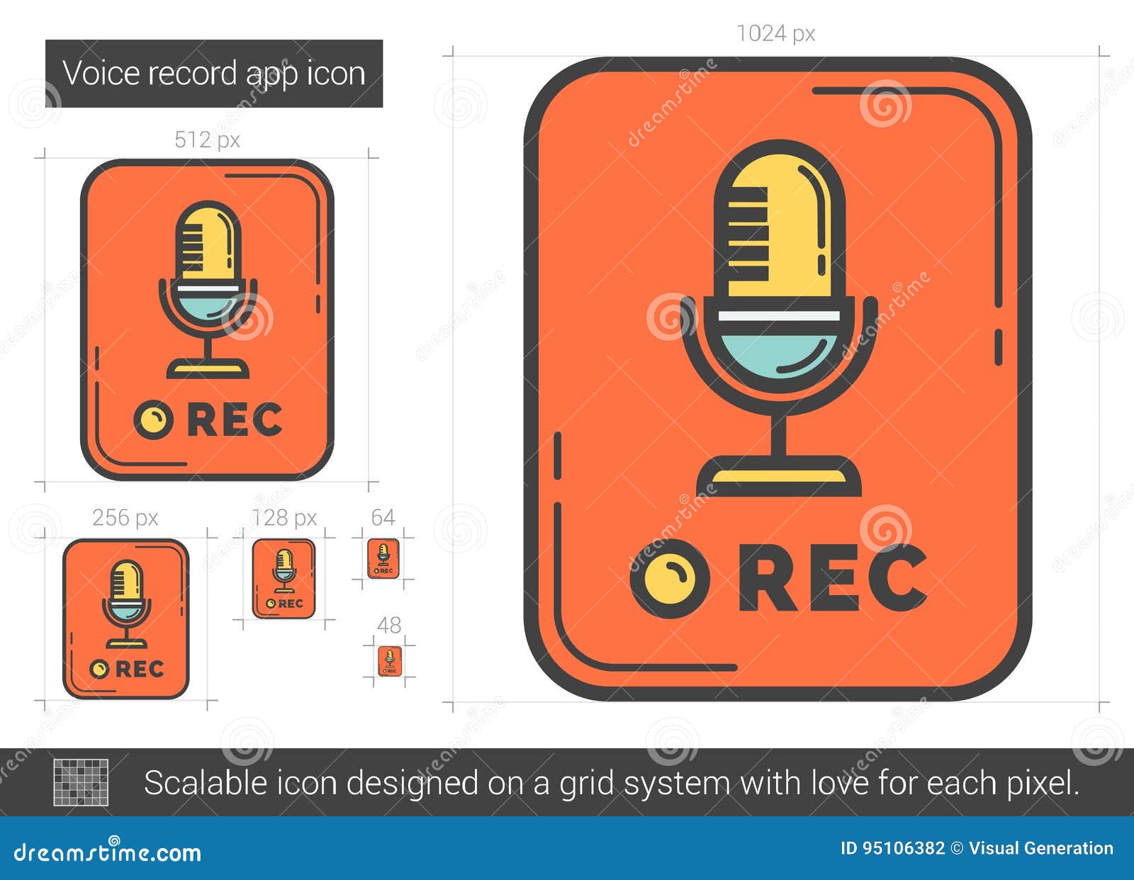 Voice Record App Line Icon. Stock Vector - Illustration of interface ...