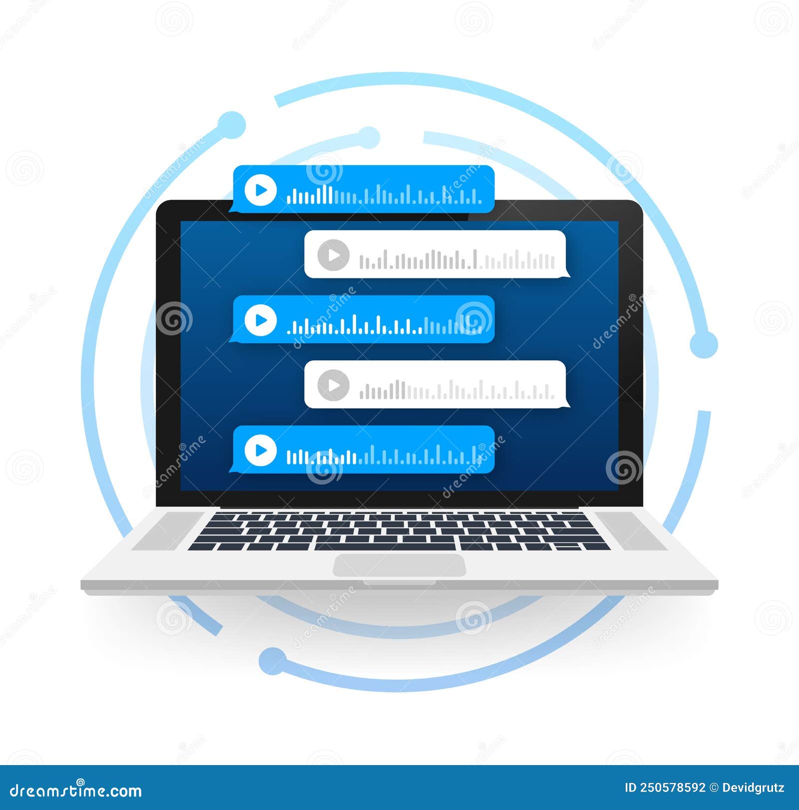 Voice, Record Audio Message, Speech Bubble. Messenger Chat Screen ...