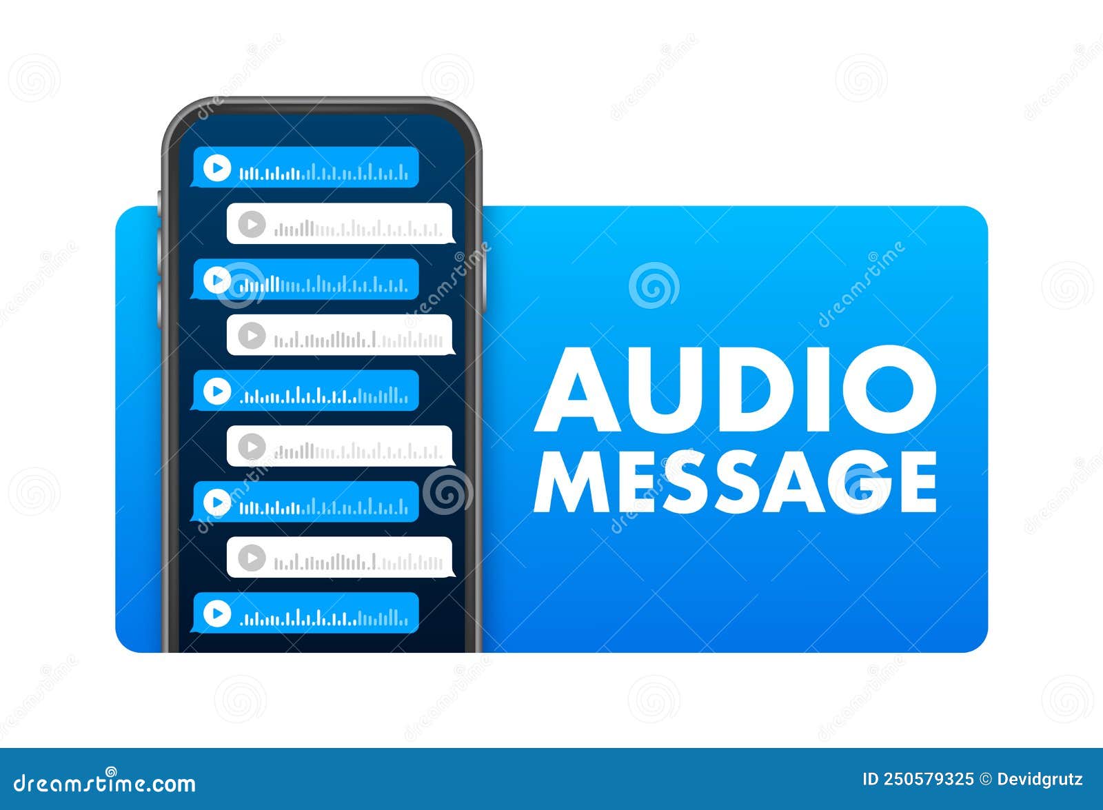 Voice, Record Audio Message, Speech Bubble. Messenger Chat Screen ...