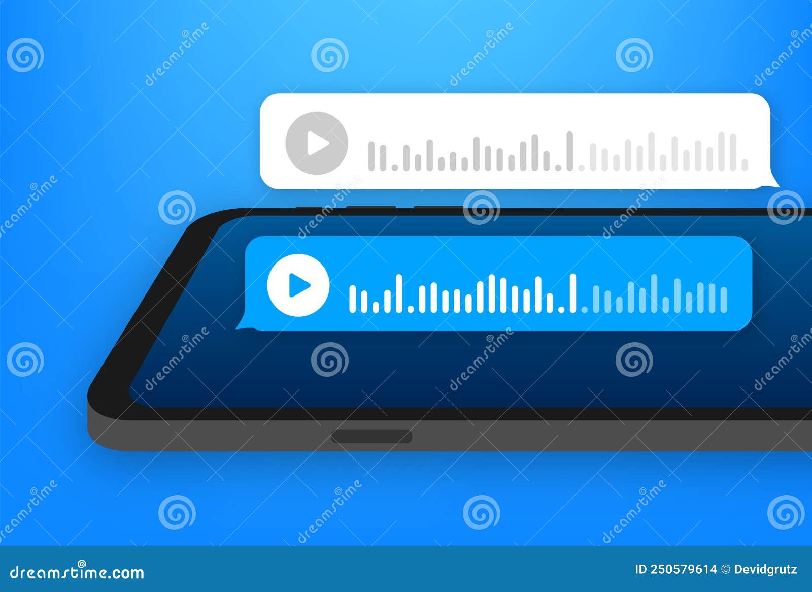 Voice, Record Audio Message, Speech Bubble. Messenger Chat Screen ...